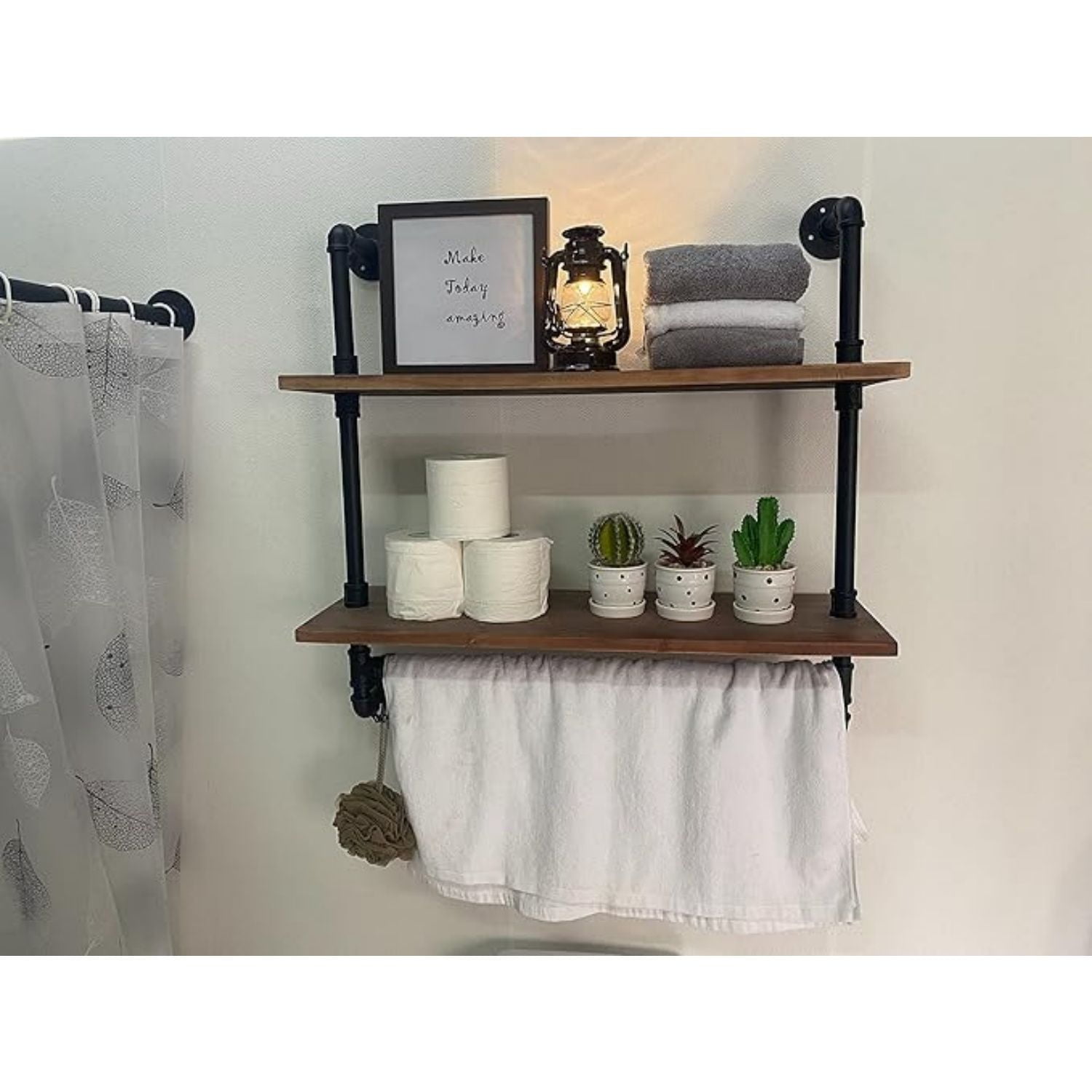 Industrial Pipe Shelving Bathroom Shelves with Tow, 30 in Rustic ...