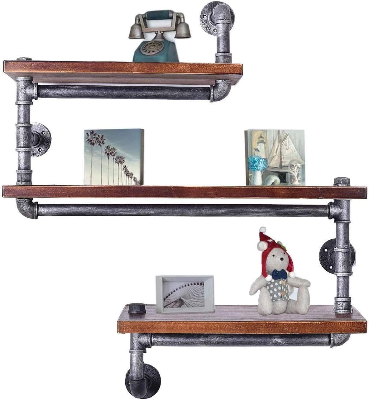 Industrial Pipe Shelving Bookshelf Rustic Modern Wood Ladder Storage ...
