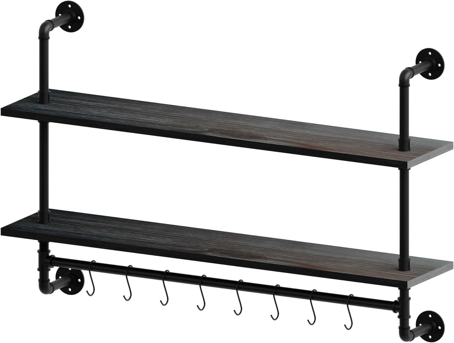 Industrial Pipe Shelving Pine Wood Floating Shelves for Wall, 48 inch ...