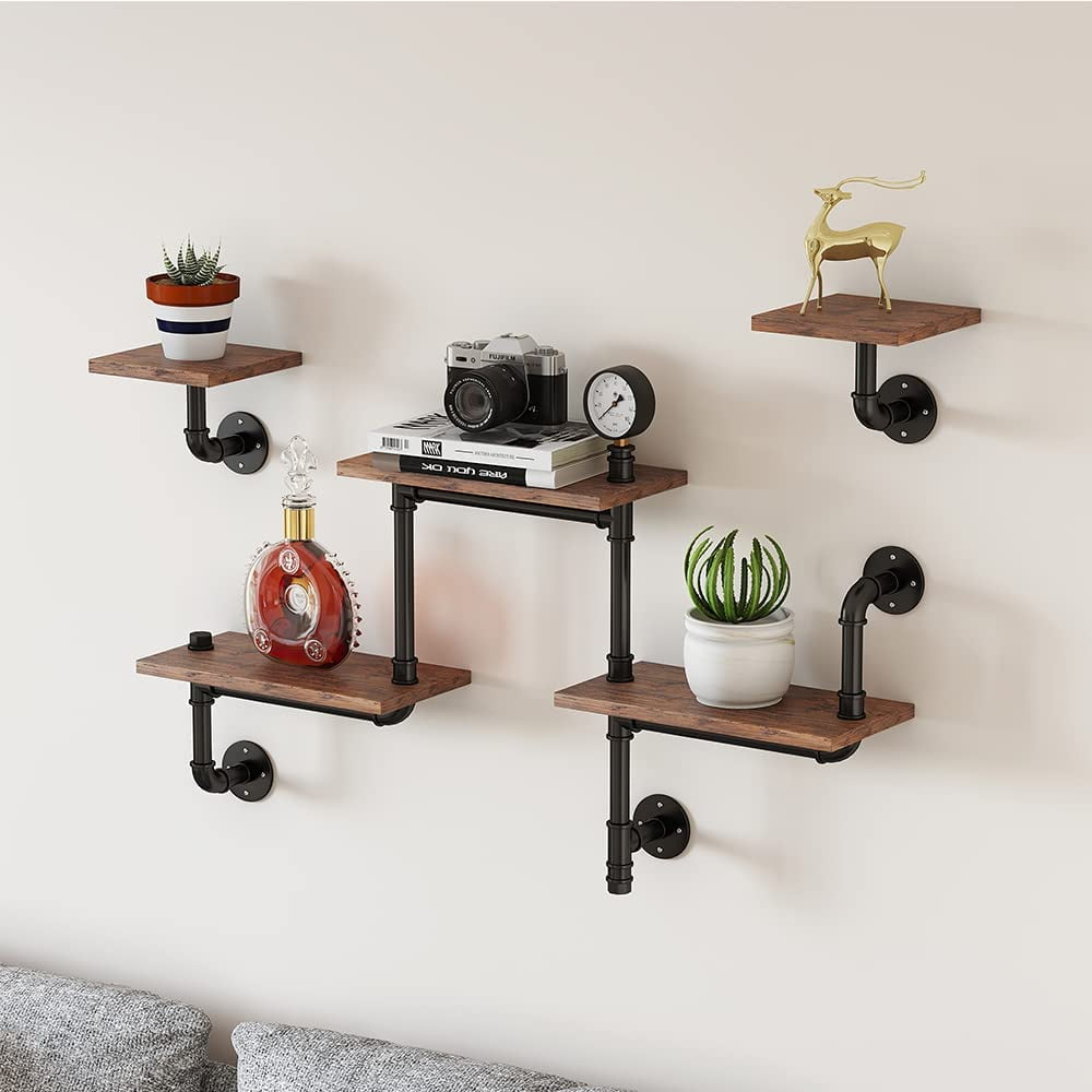 Industrial Pipe Shelving, Rustic Pipe Shelves for Wall Decor, Modern ...