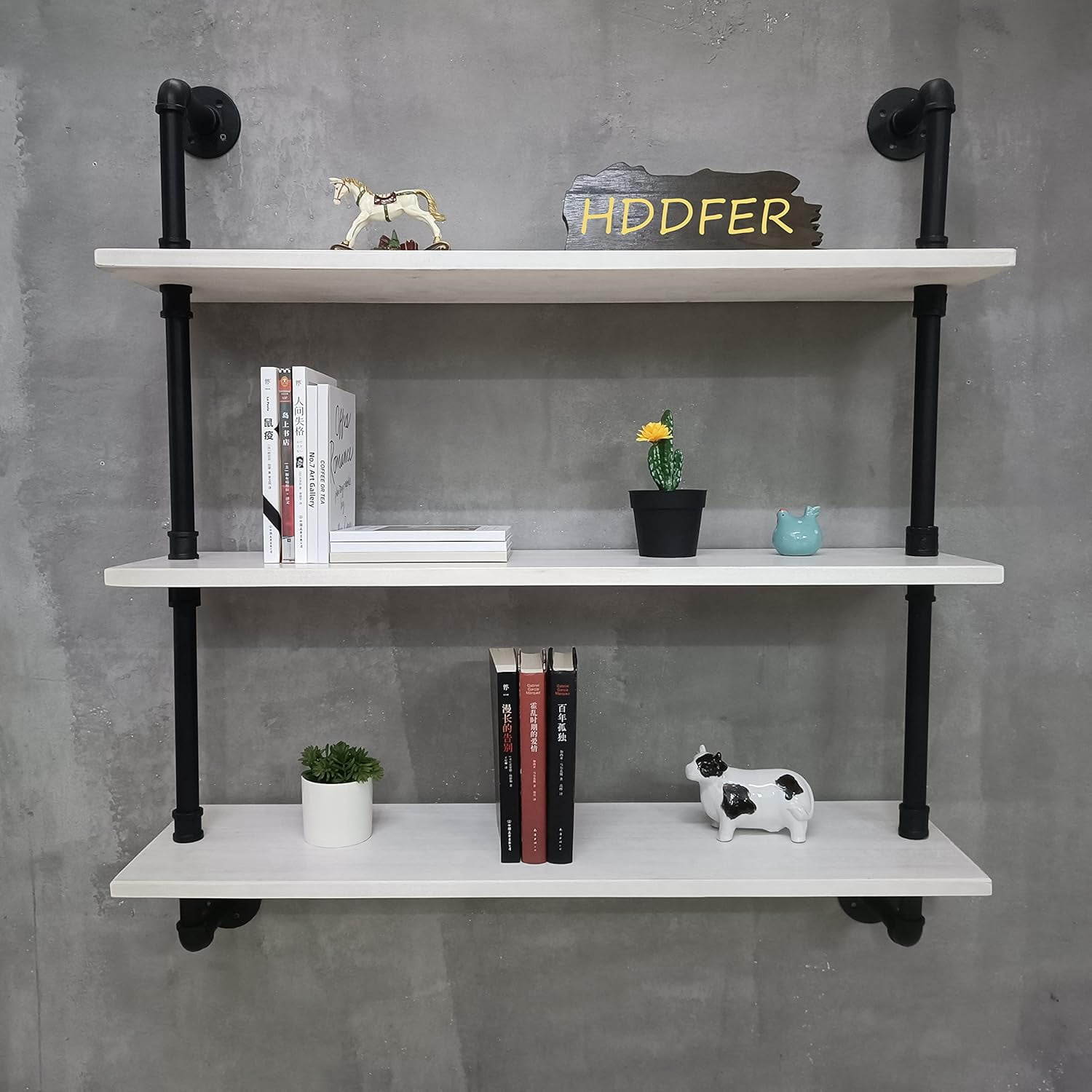 Industrial Pipe Shelving Rustic White Pipe Wall Shelves Bathroom ...