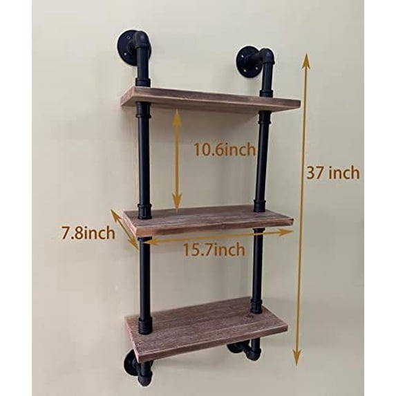 Industrial Pipe Shelving Solid Wood Floating Bathroom Shelves Wall ...