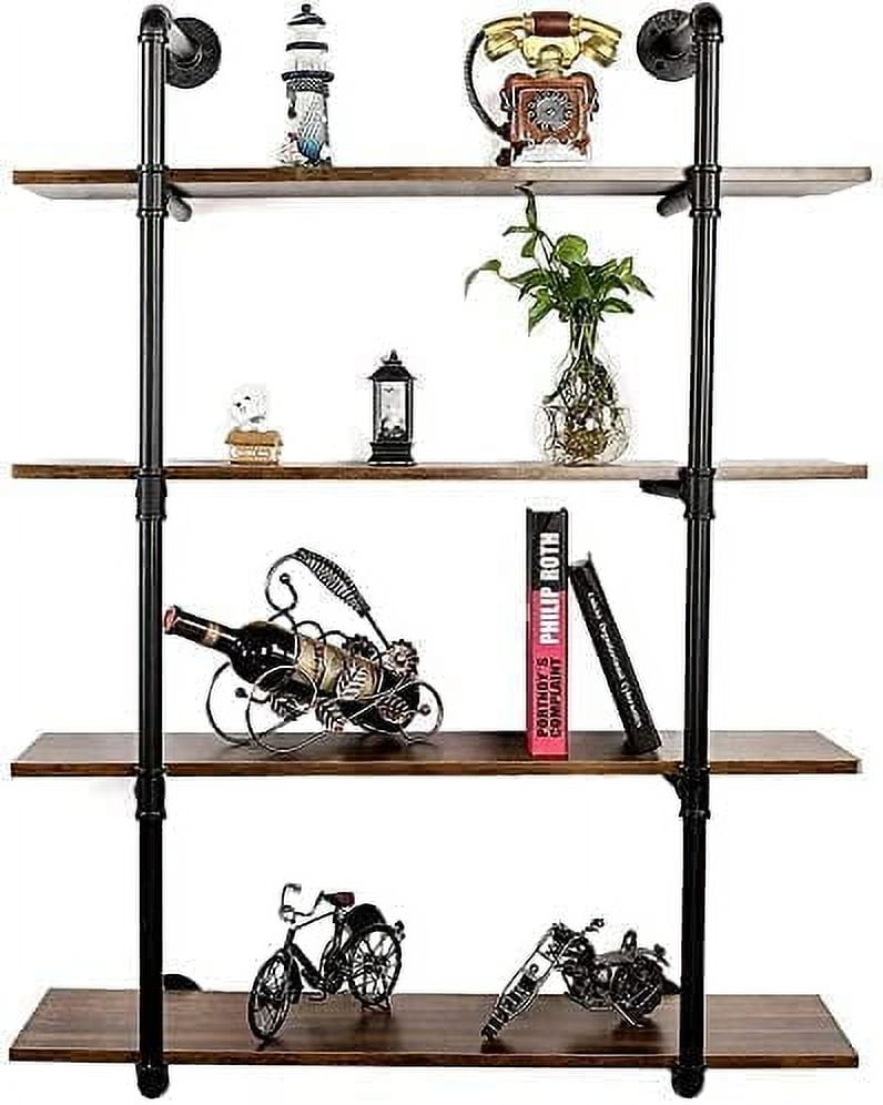Industrial Pipe Shelving Wall Mounted,36.2in 4 Tier Wall Shelf Unit ...