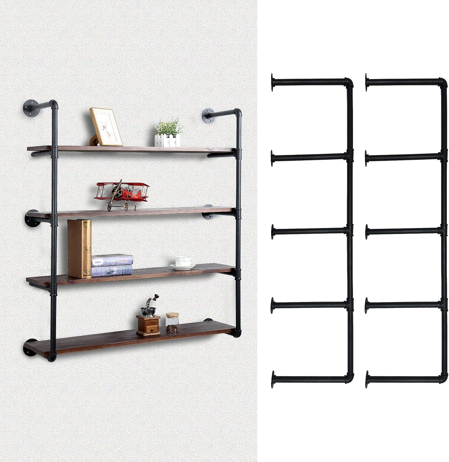 Industrial Pipe Shelving Wall Mounted,Black Pipe Shelves Iron Pipe ...