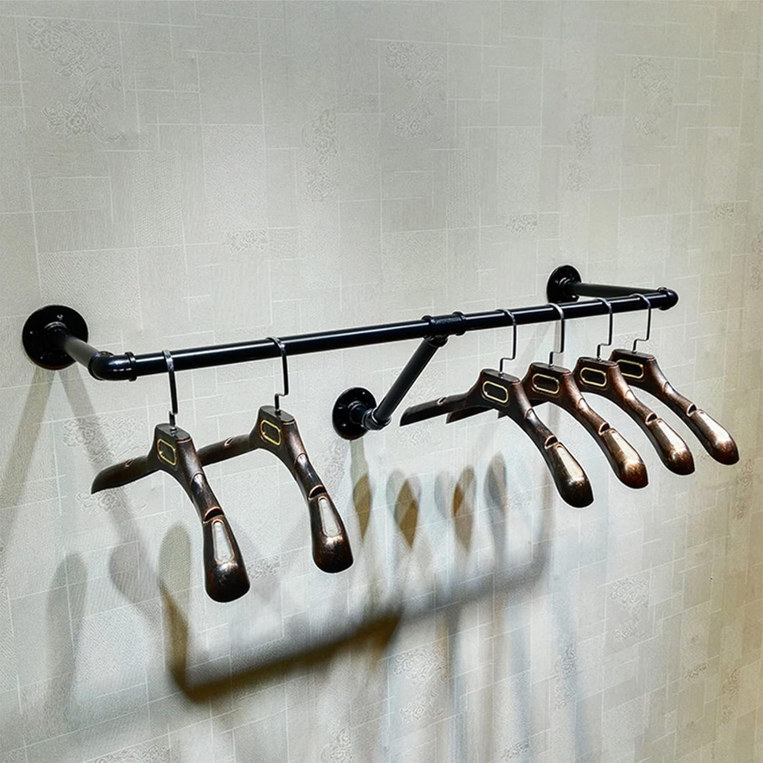 Industrial Pipe Wall Mounted Clothes Hanging Shelves System,Metal ...