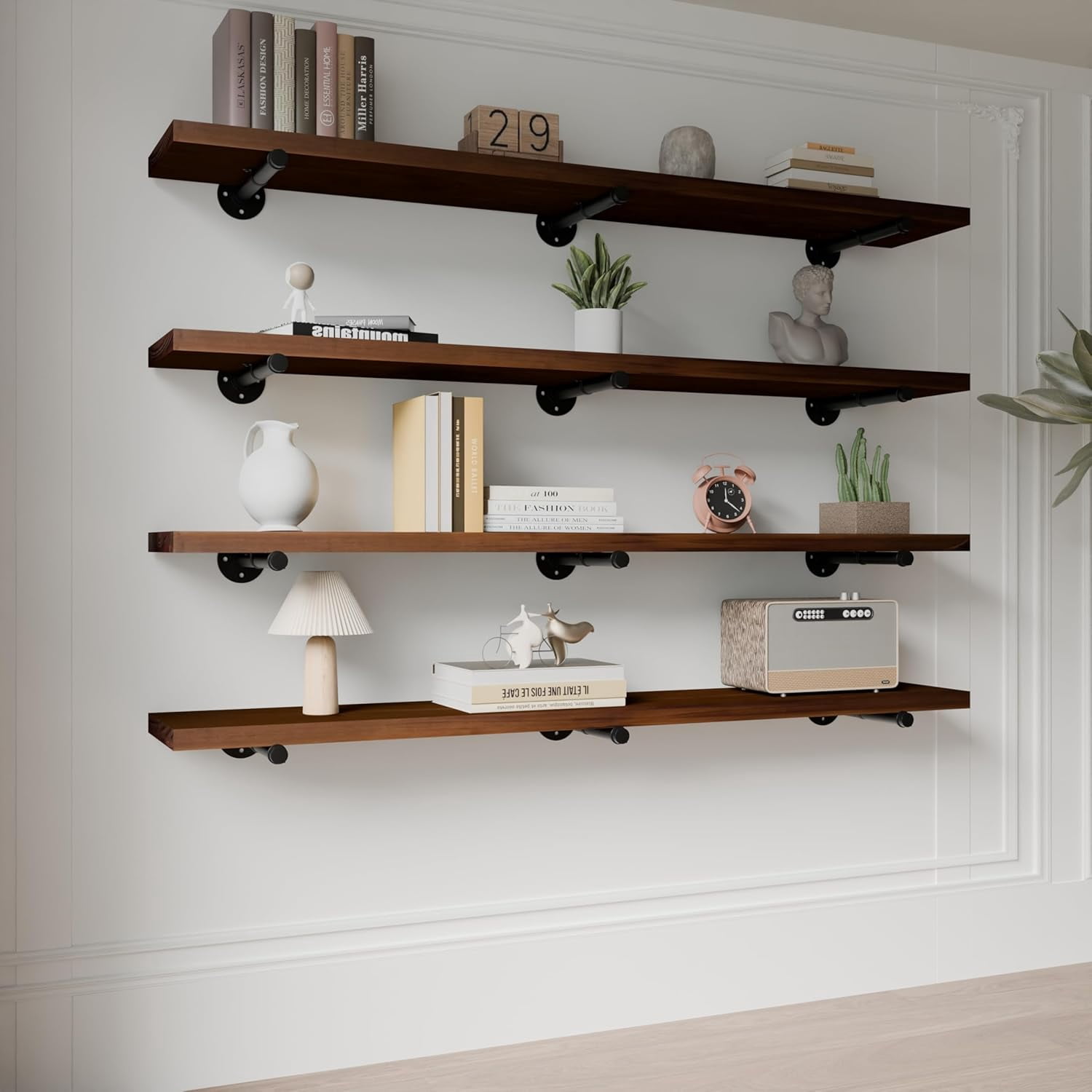 Industrial Pipe Wall Wood Shelves Real Wooden Shelves 48" in Special ...
