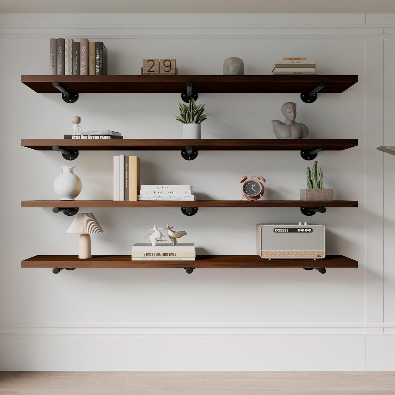 Industrial Pipe Wall Wood Shelves Real Wooden Shelves in Special Color ...