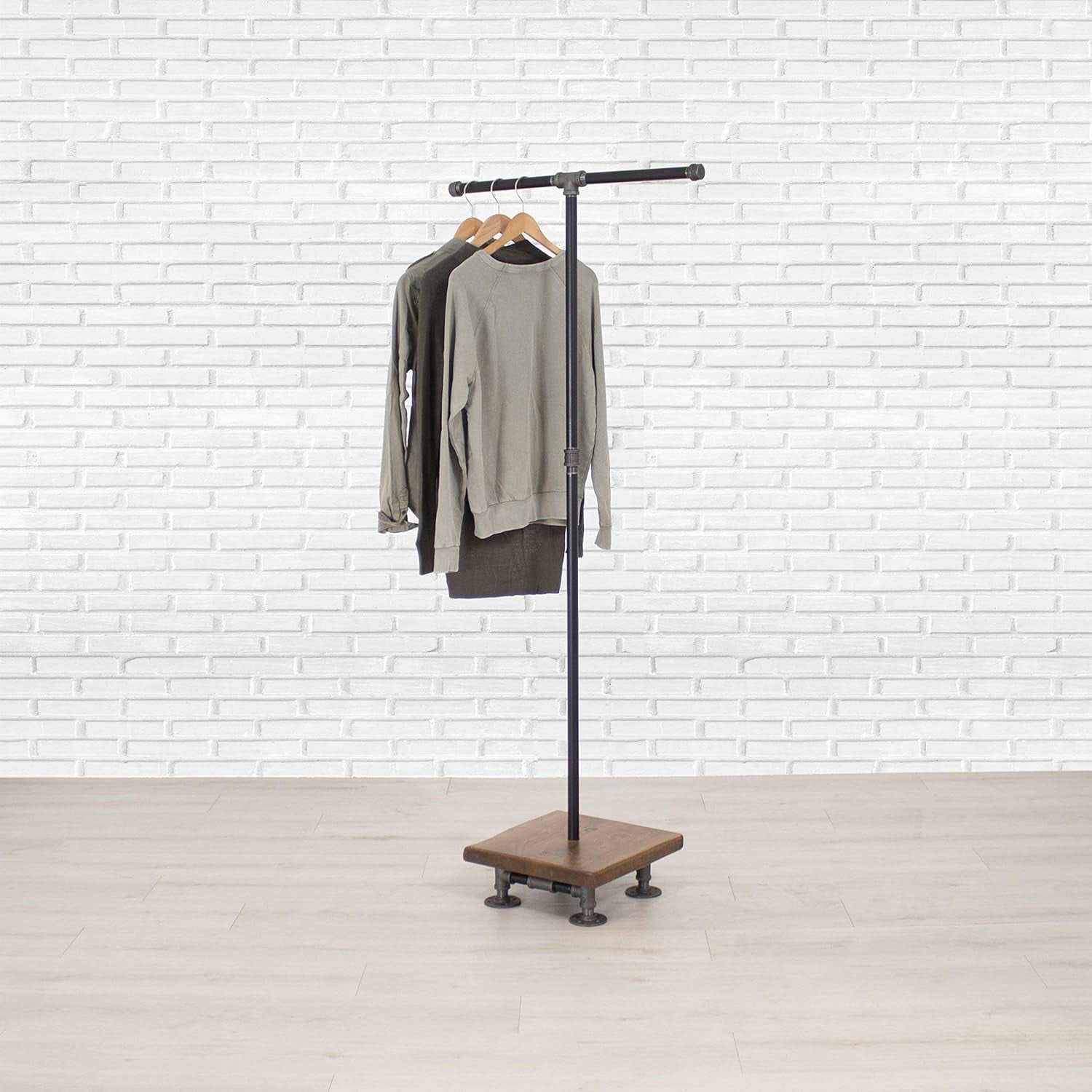 Industrial Pipe and Wood Clothes Rack 2-Way, Garment Rack, Clothing ...