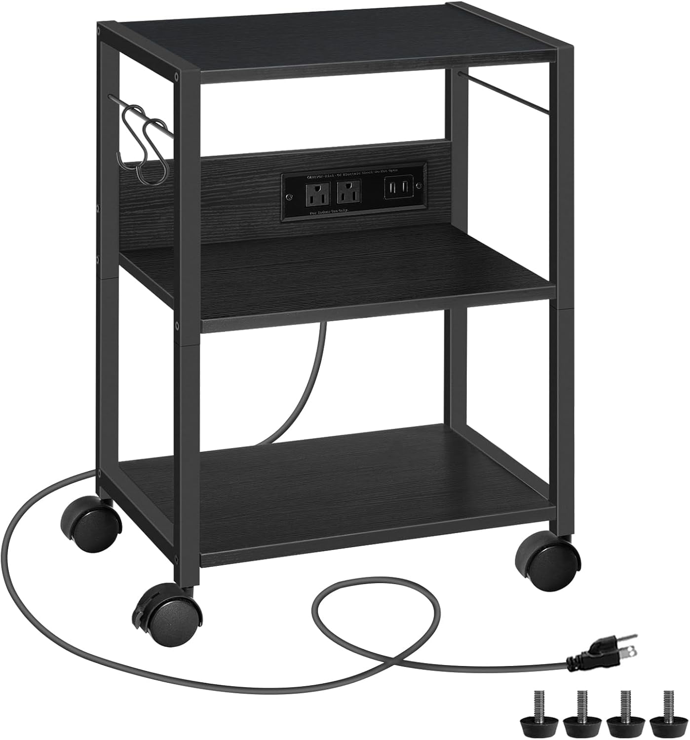 Industrial Printer Cart, 3-Tier Mobile Printer Stand, Rolling Cart with ...