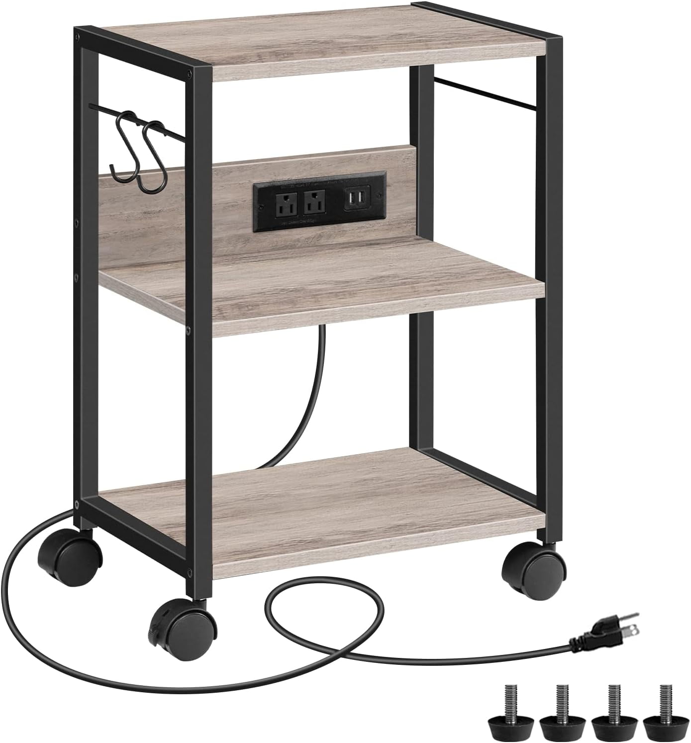 Industrial Printer Cart, 3-Tier Mobile Printer Stand, Rolling Cart with ...
