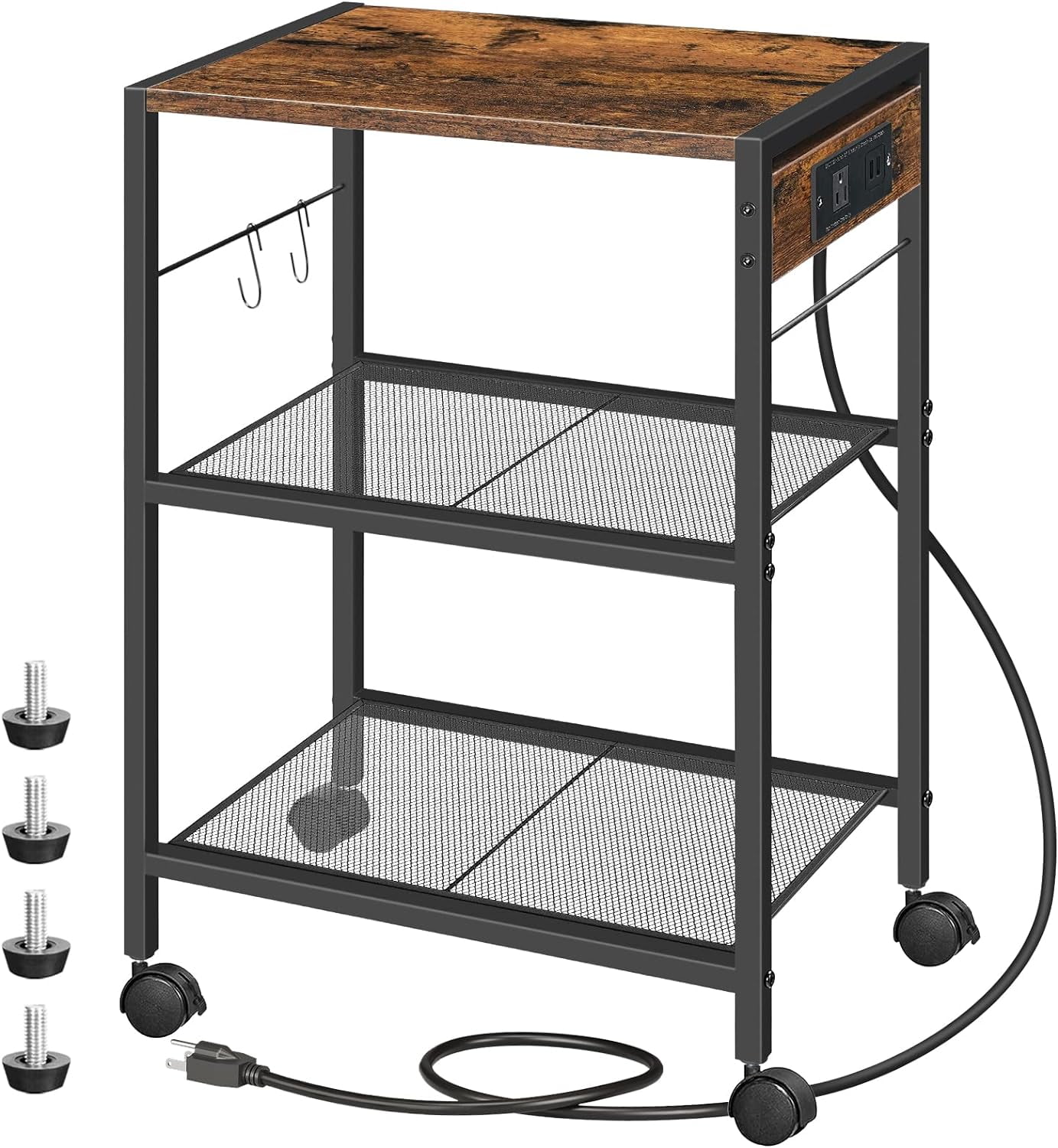 Industrial Printer Stand 3-Tier Mobile Printer Table with Power Outlets ...
