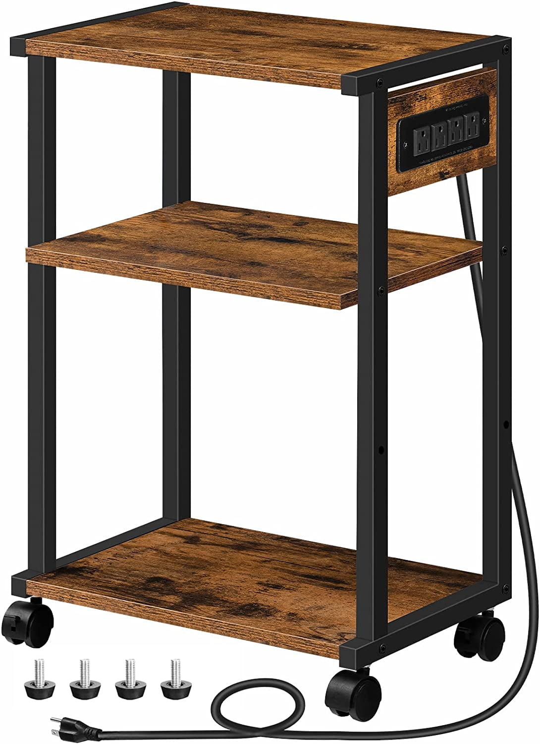 Industrial Printer Stand with Charging Station, 3-Tier Printer Table ...