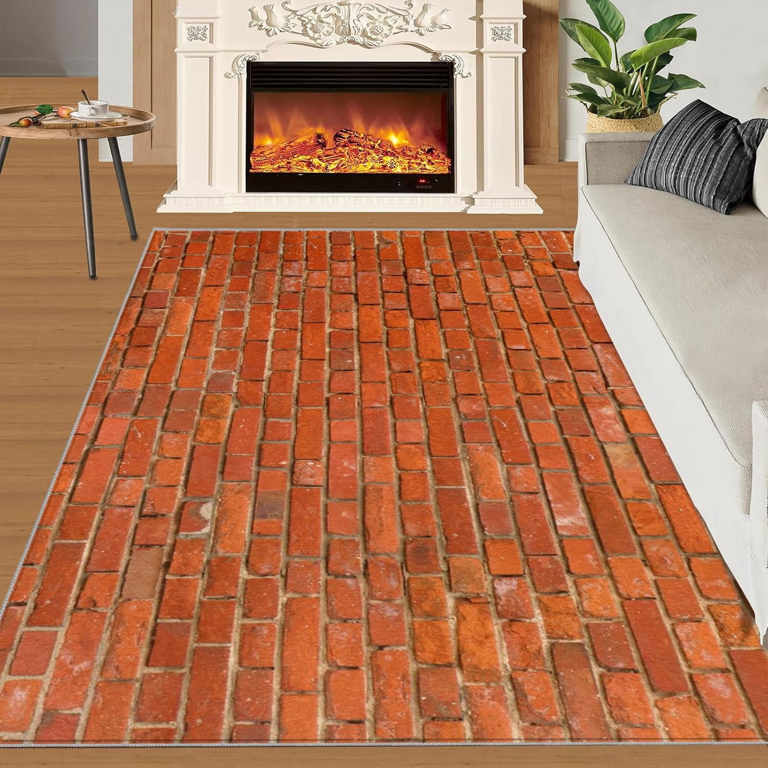 Industrial Red Brick Rug, Creative Modern Rugs for Living Room ...