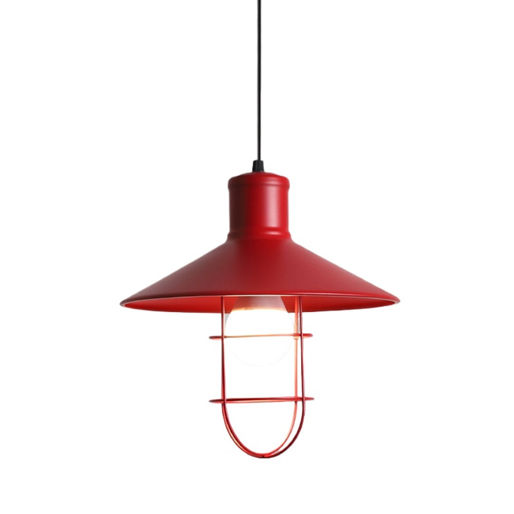 Industrial Red Cage Pendant Light Fixtures for Kitchen Sink, Single ...