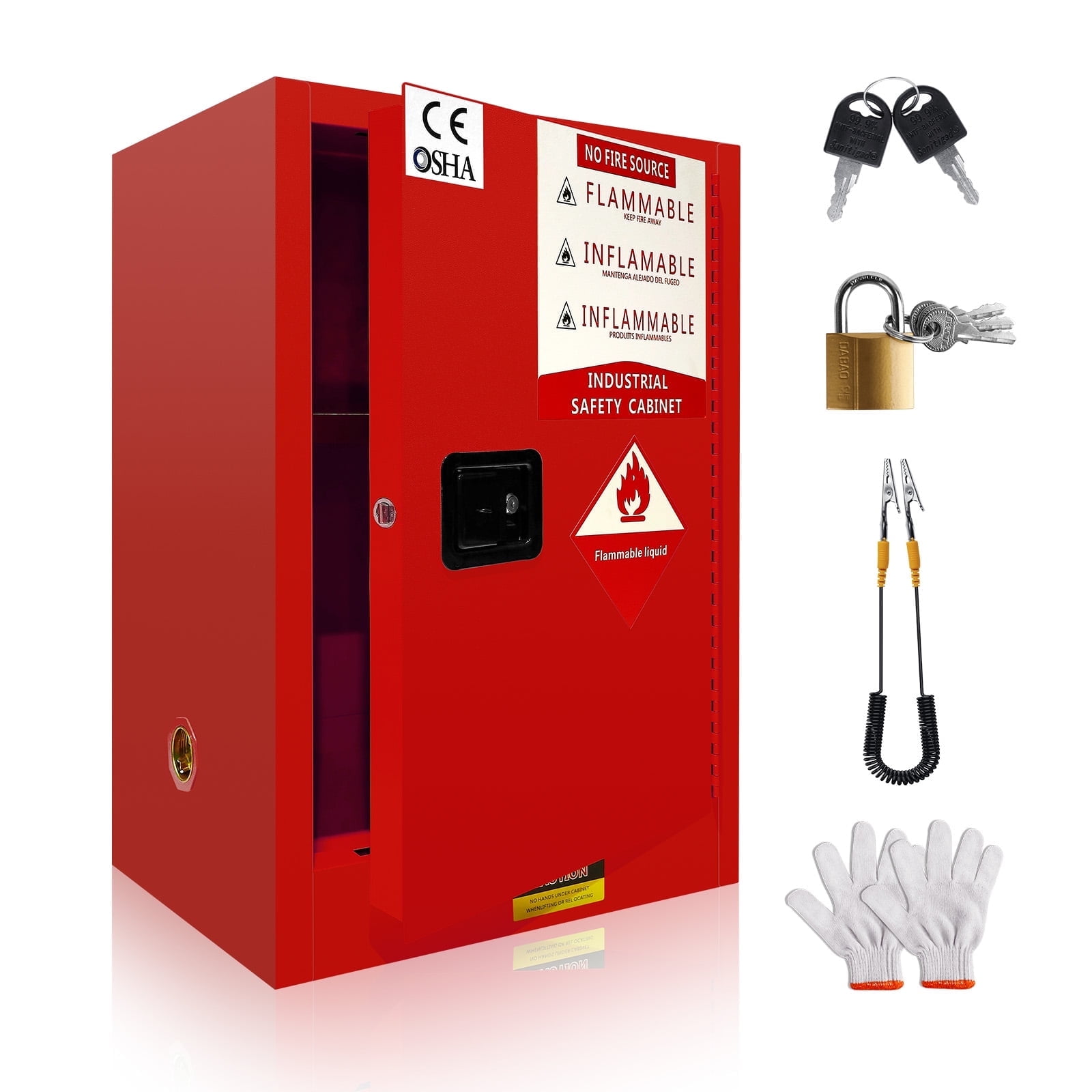 Industrial Red Fire Safety Cabinet for Flammables - 12 Gal Double ...