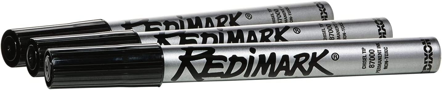 Industrial RediMark Permanent Markers, Chisel Point, Metal Barrel, Box ...