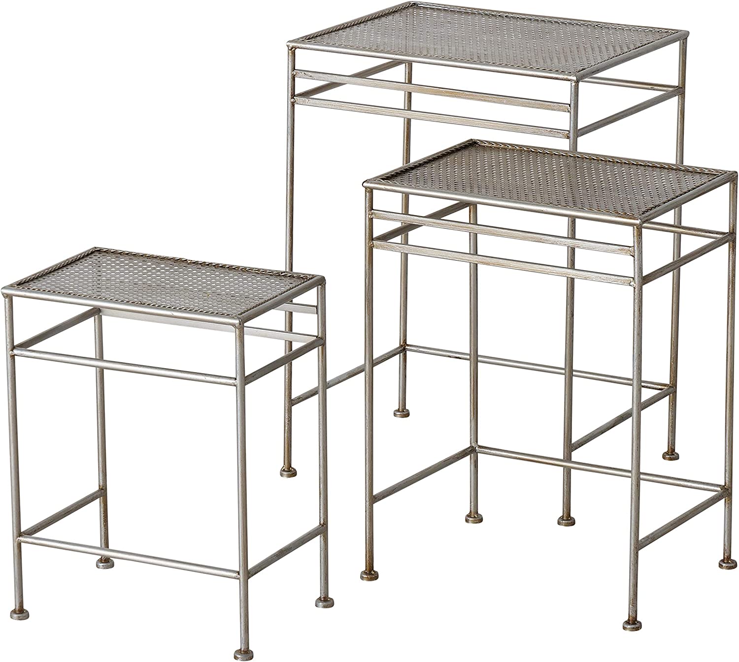 Industrial Retro Style Accent Tables, Set of 3, Plant Stands ...