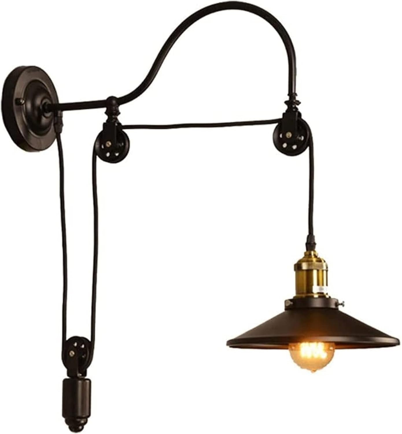 Industrial Retro Wall Lamp, Pulley Lift Wall Light, Dining Room ...