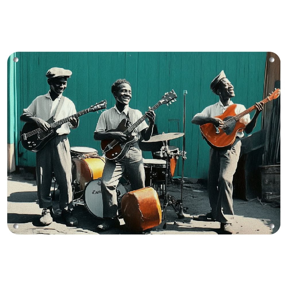Industrial Revolution-Inspired Metal Tin Wall Art Set, Rustic Musician ...