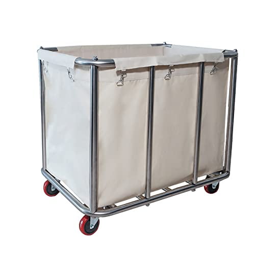 Industrial Rolling Laundry Cart,11.35 Bushel Commercial Laundry Basket ...