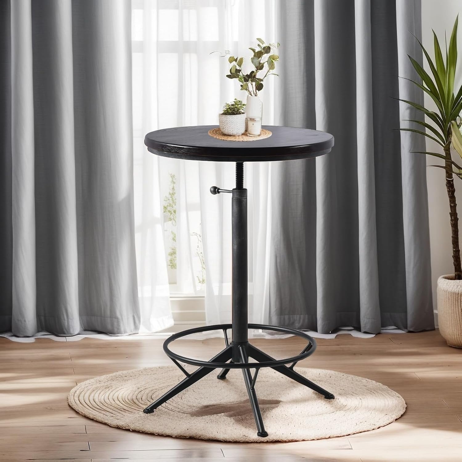 Industrial Round Bar Tables-Vintage Small Bistro Desk-Farmhouse Cafe ...