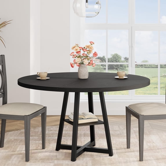 Industrial Round Dining Table,47 Inch Round Kitchen Table for 4,Dinner ...
