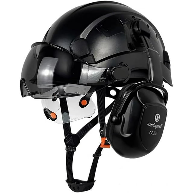 OSHA Approved Industrial Safety Hard Hat with Visor & Ear Muffs, ANSI ...