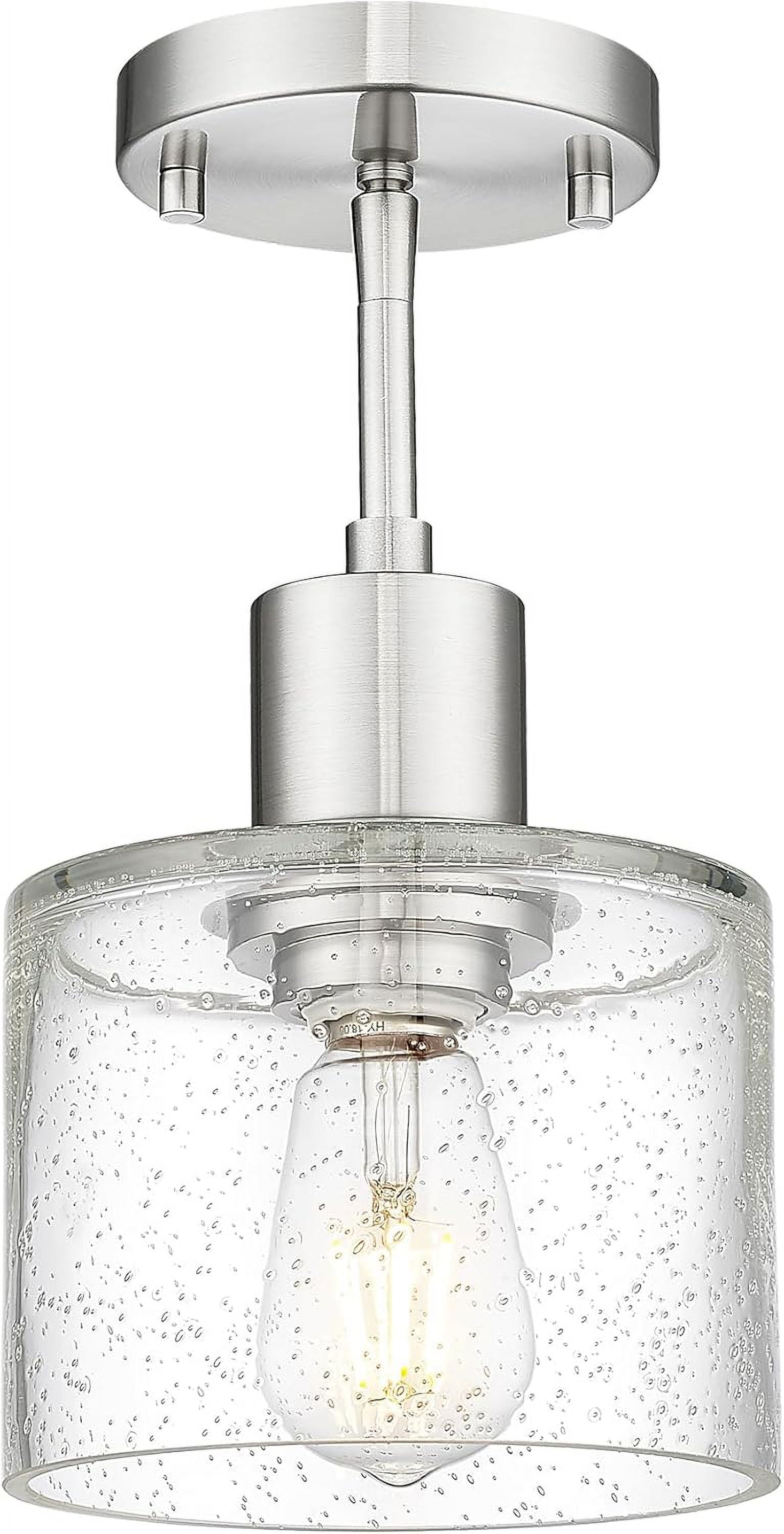 Industrial Semi Flush Mount Ceiling Light, Brushed Nickel 1-Light Close ...