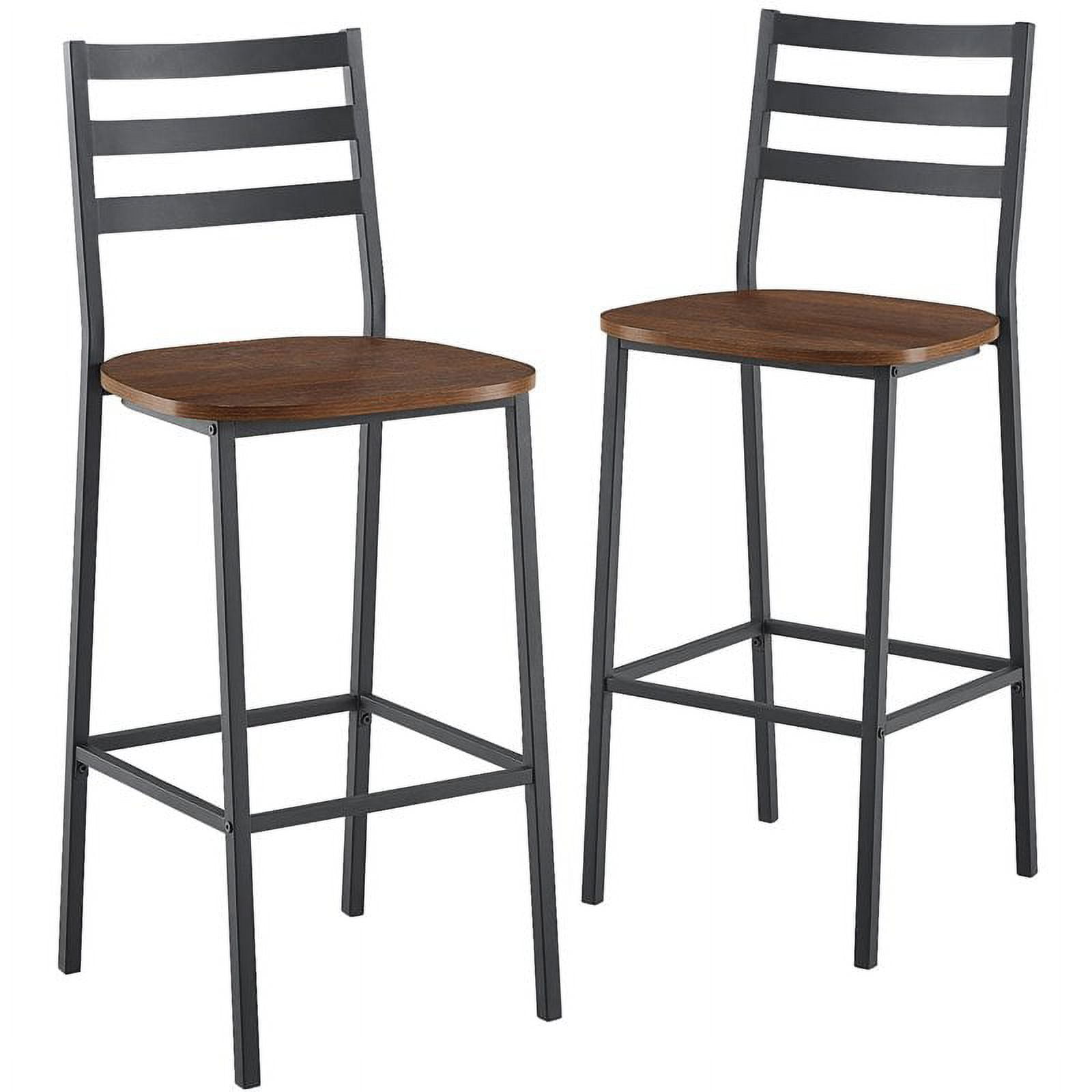 Industrial Slat Back Counter Stools, 2-pack - Dark Walnut - Walmart.com