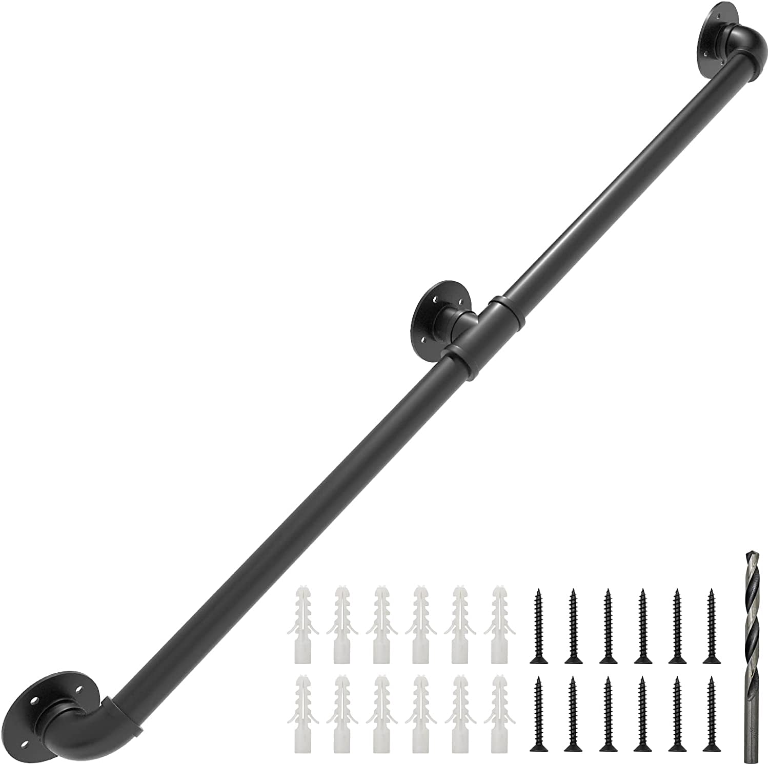 Industrial Staircase Railing, 6FT/180CM Galvanized Pipe Handrail with ...