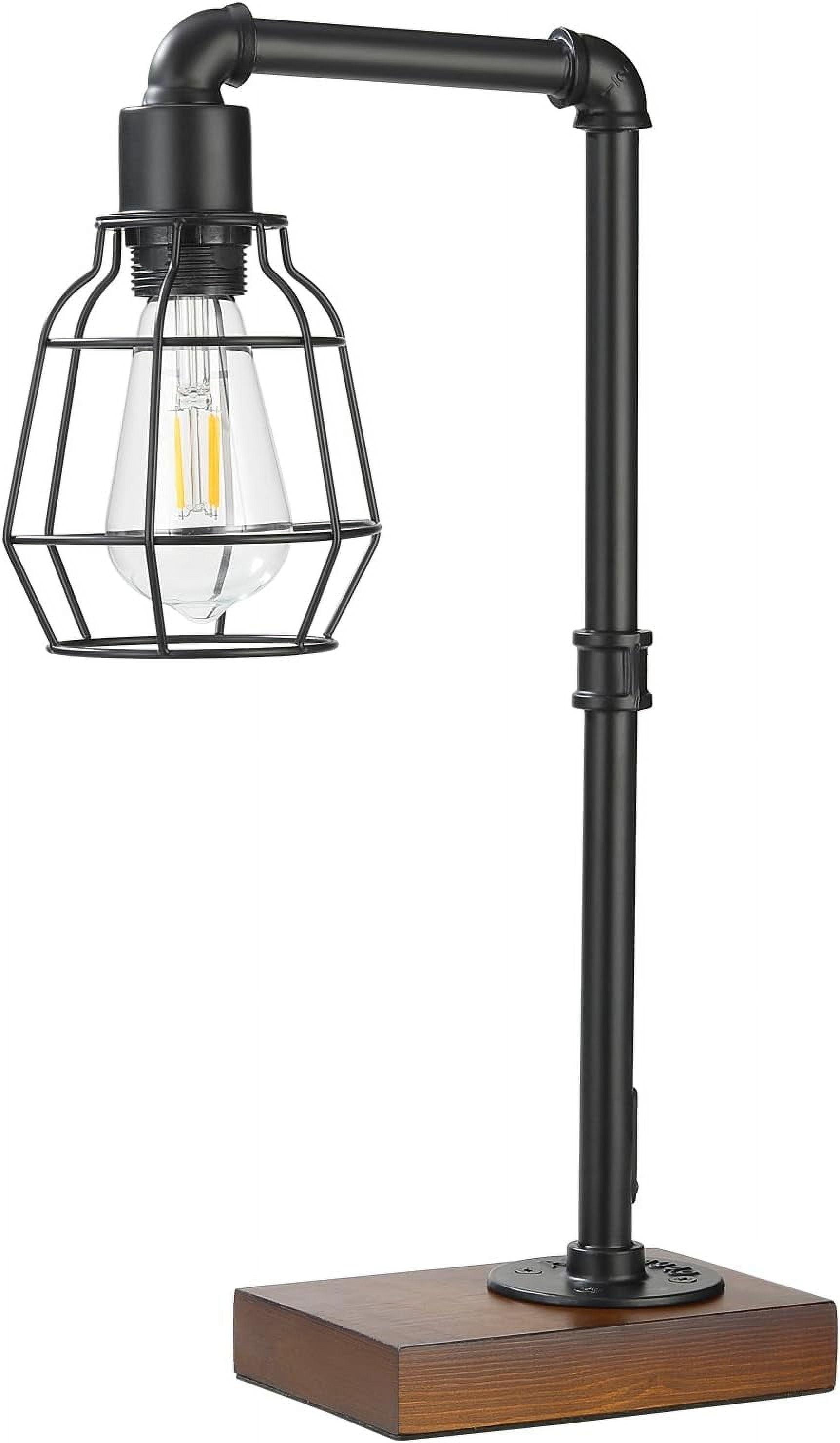 Industrial Steampunk Table Lamp, Edison Bulb, Metal, A-Black, 19.6x11 ...