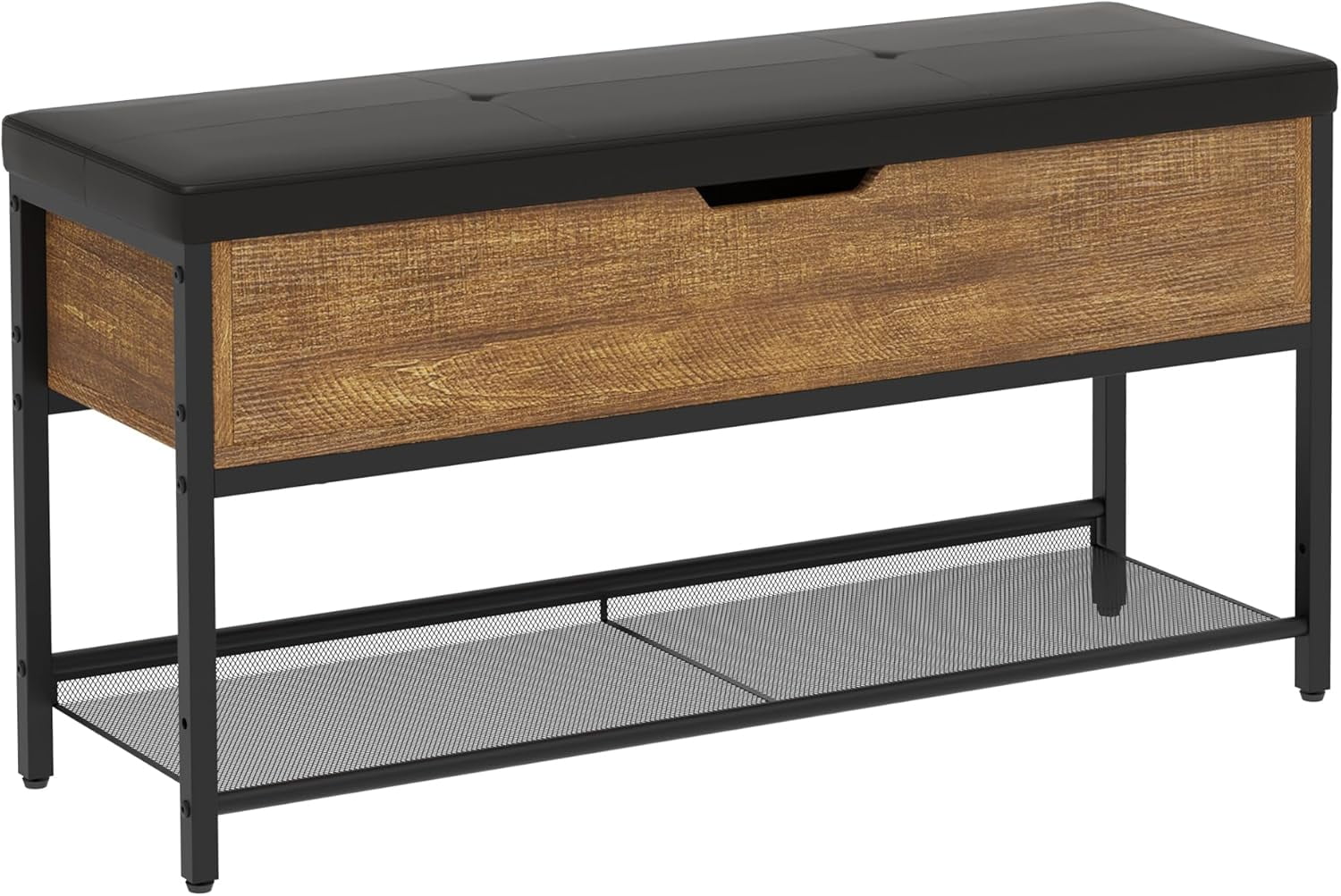 Industrial Storage Bench with Padded Seat, Shoe Rack Bench with ...