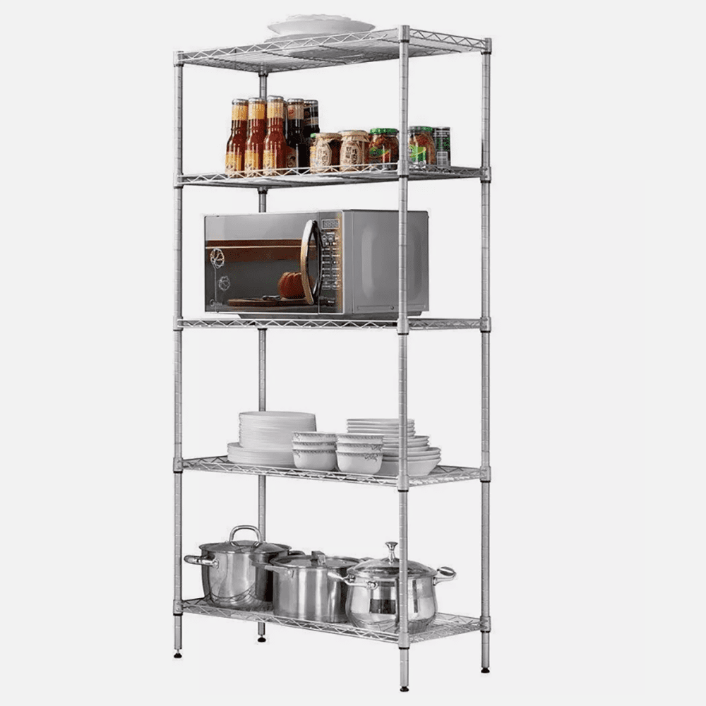 Industrial Strength 5-Shelf Metal Rack - Adjustable Wire Shelving ...