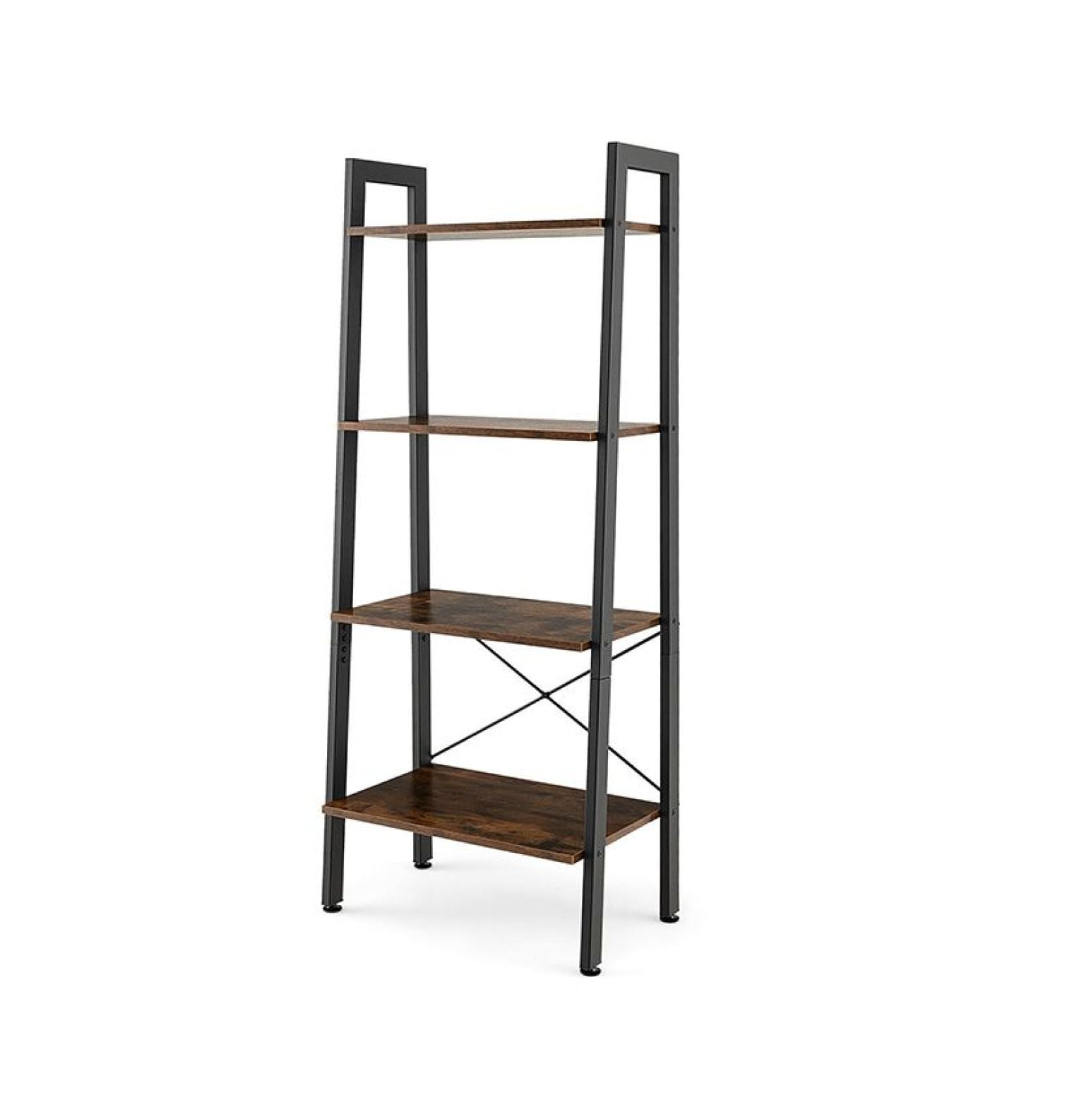 Industrial Style 4-Tier Bookshelf with Metal Frame - Walmart.com
