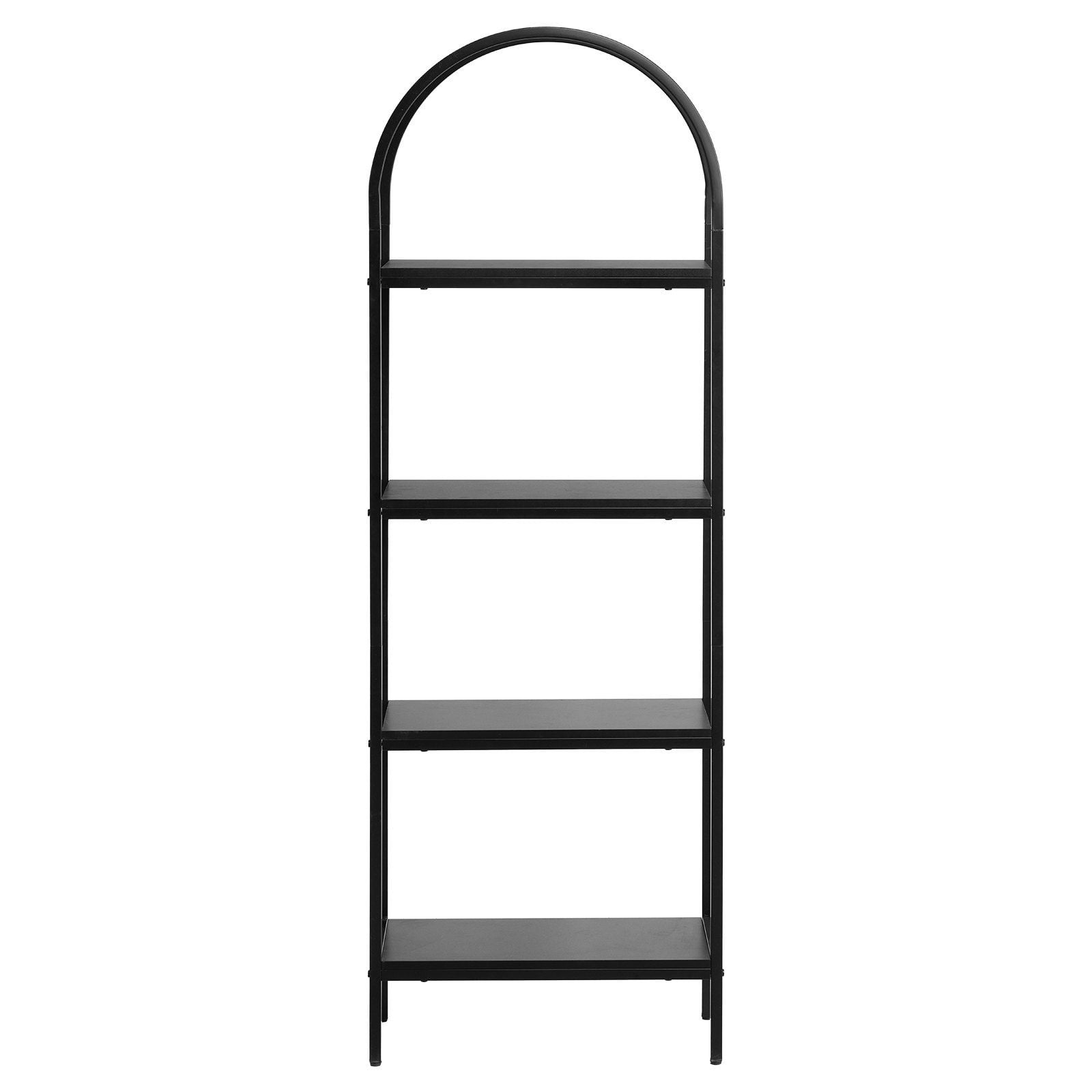Industrial Style 4-Tier Metal Bookcase, Arched Open Shelf Design ...