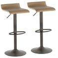 Industrial Style Adjustable Bar Stools Set of 2, Swivel Faux Leather ...