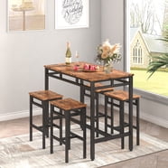 Gymax 4-Piece Bar Table Set w/ Power Outlet Counter Height Bistro Table ...