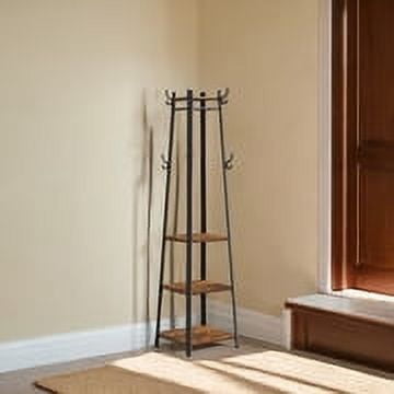 Industrial Style Coat Rack with 3 Shelves and Hooks - Stylish Entryway ...
