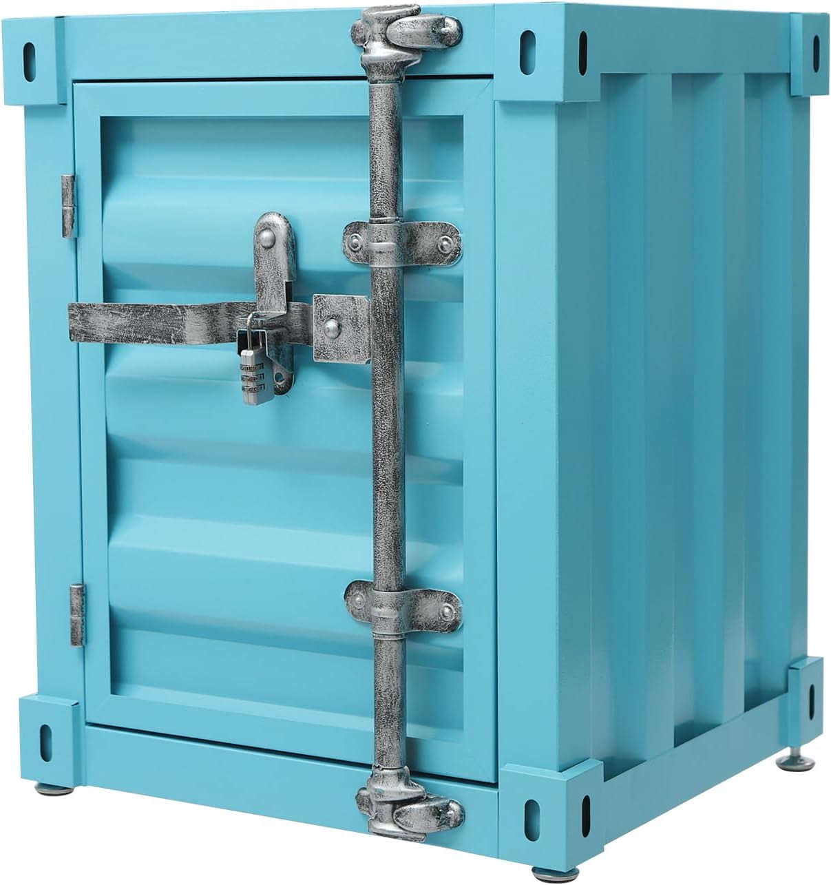 Industrial Style Container Cabinet, Metal Nightstand End Table with ...