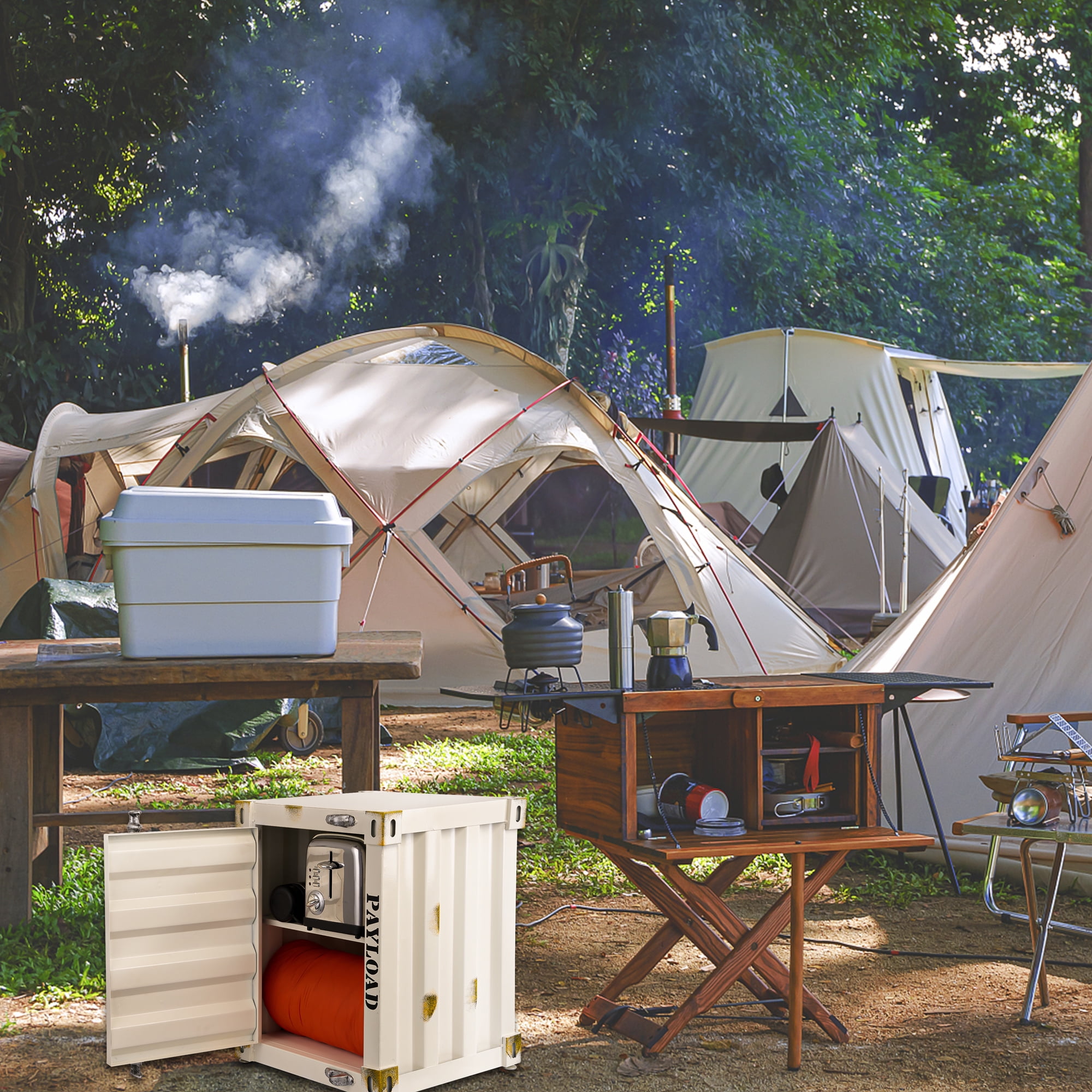 Industrial Style Container Storage Cabinet Side Table,White - Walmart.com