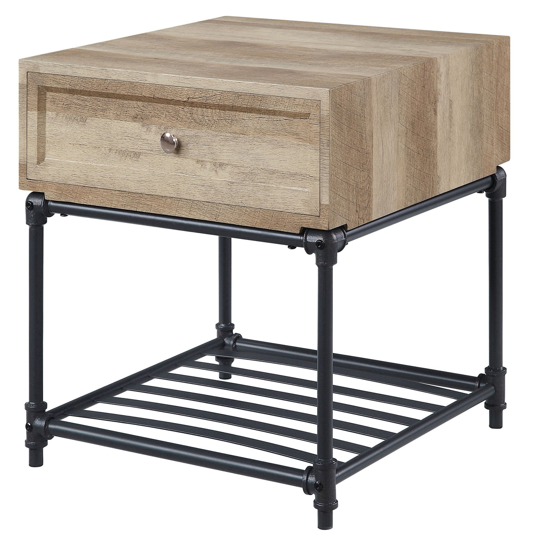 Industrial - Style End Table with Storage Compartment / Enhance Living ...