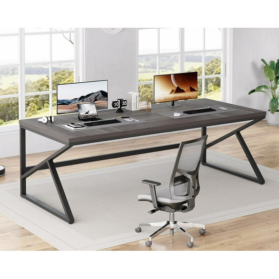 Industrial Style Extra Long Computer Desk for Home Office, 78 Inch ...