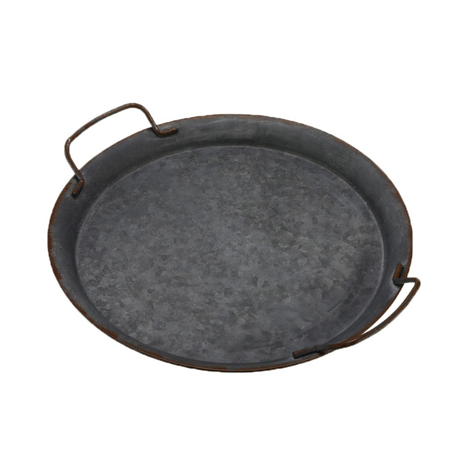 Industrial Style Metal Iron Serving Tray with Handle, Rustic Galvanized ...