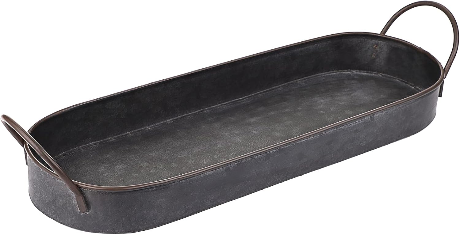 Industrial Style Metal Iron Tray Galvanized Serving Tray for Coffee ...