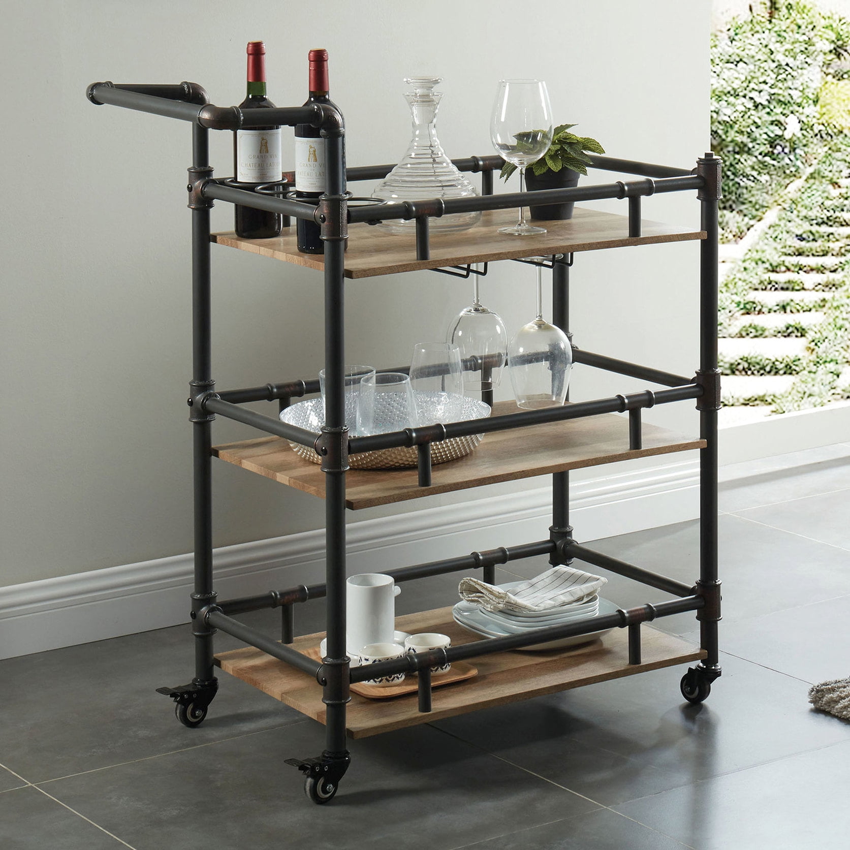 Industrial - Style Metal Serving Cart | For Dining Room Service ...