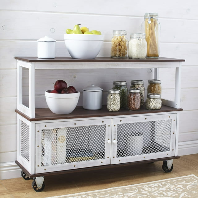Industrial-Style Rolling Buffet Carts - White - Walmart.com