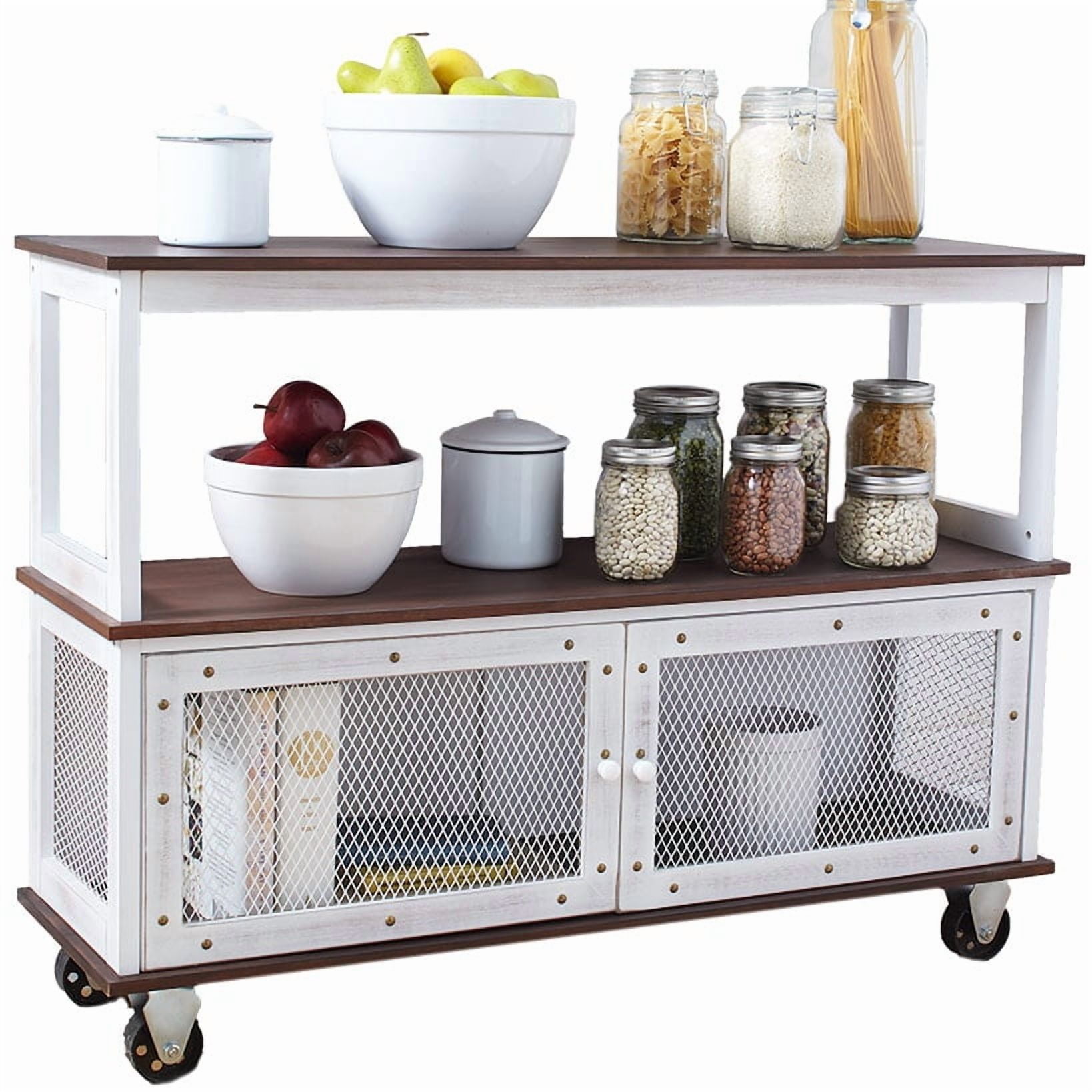 Industrial-Style Rolling Buffet Carts - White - Walmart.com