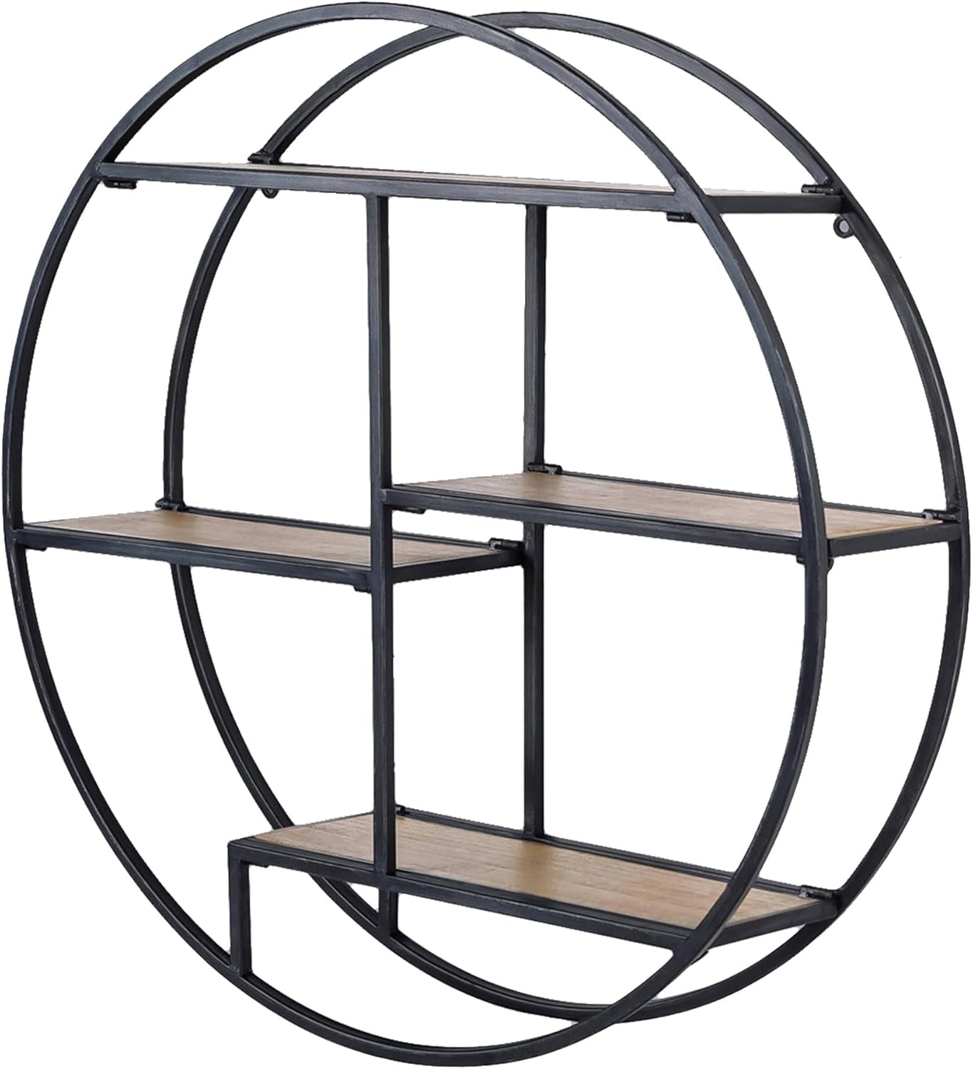 Industrial Style Round Wall Shelves, 3 Tier Decorative Floating Ledge ...