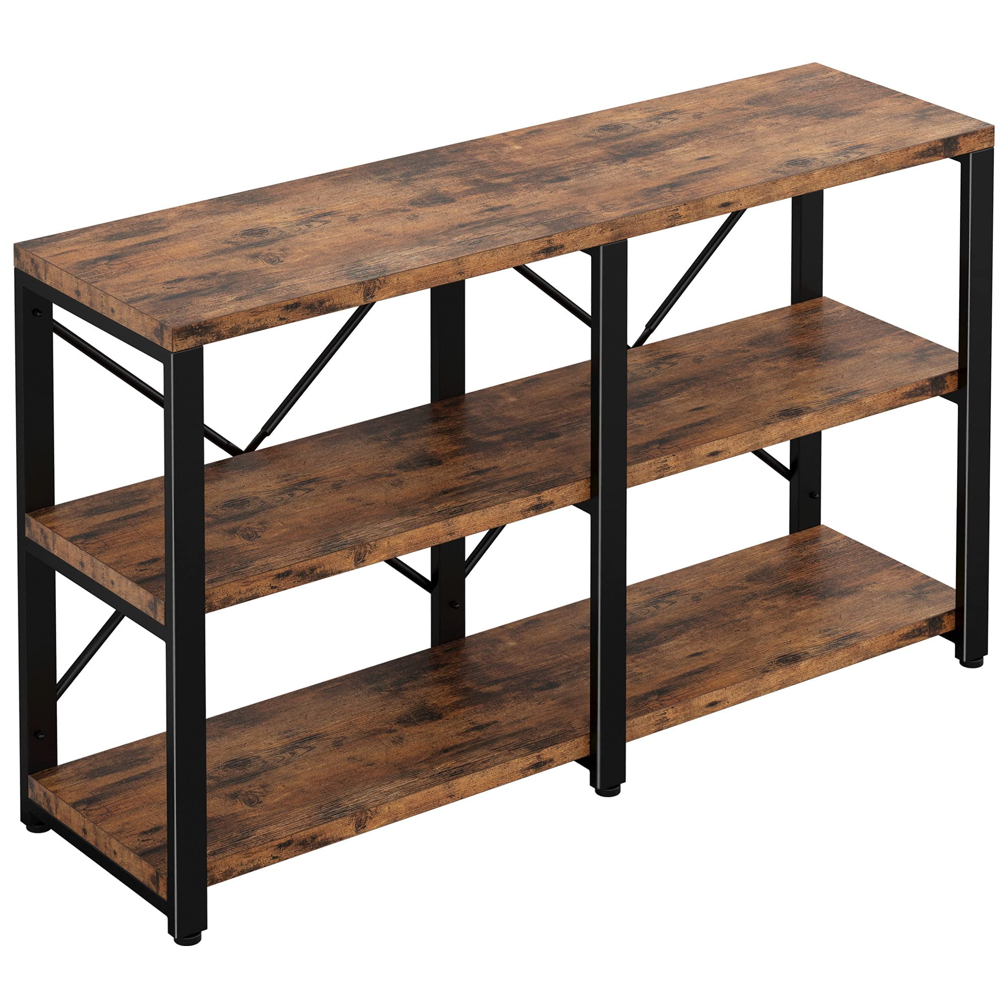 Industrial Style Rustic Console Table 47 Inch Long, 3 Shelf Entryway ...