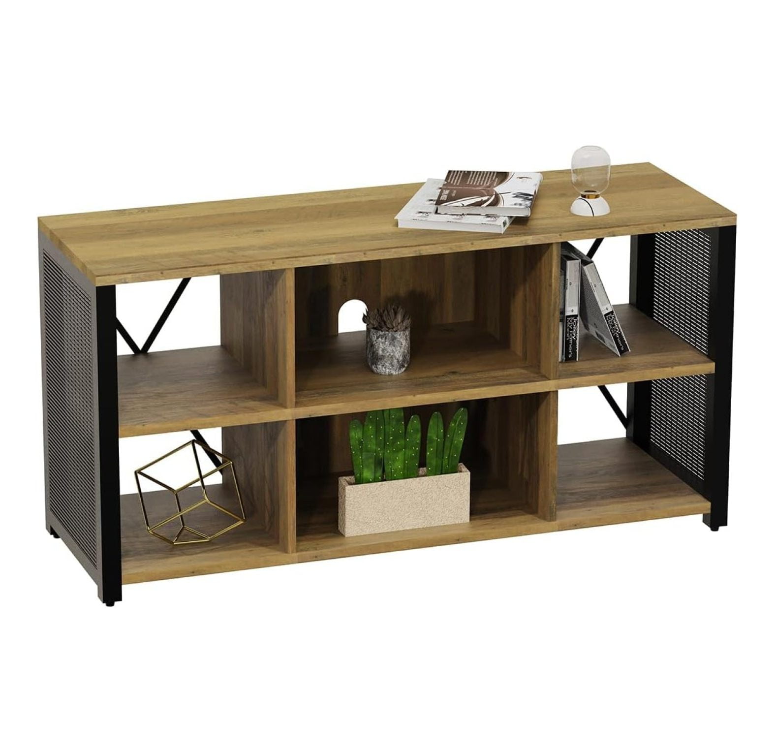 Industrial TV Stand for TV up to 65 inch,TV Cabinet with 2 Tier Storage ...